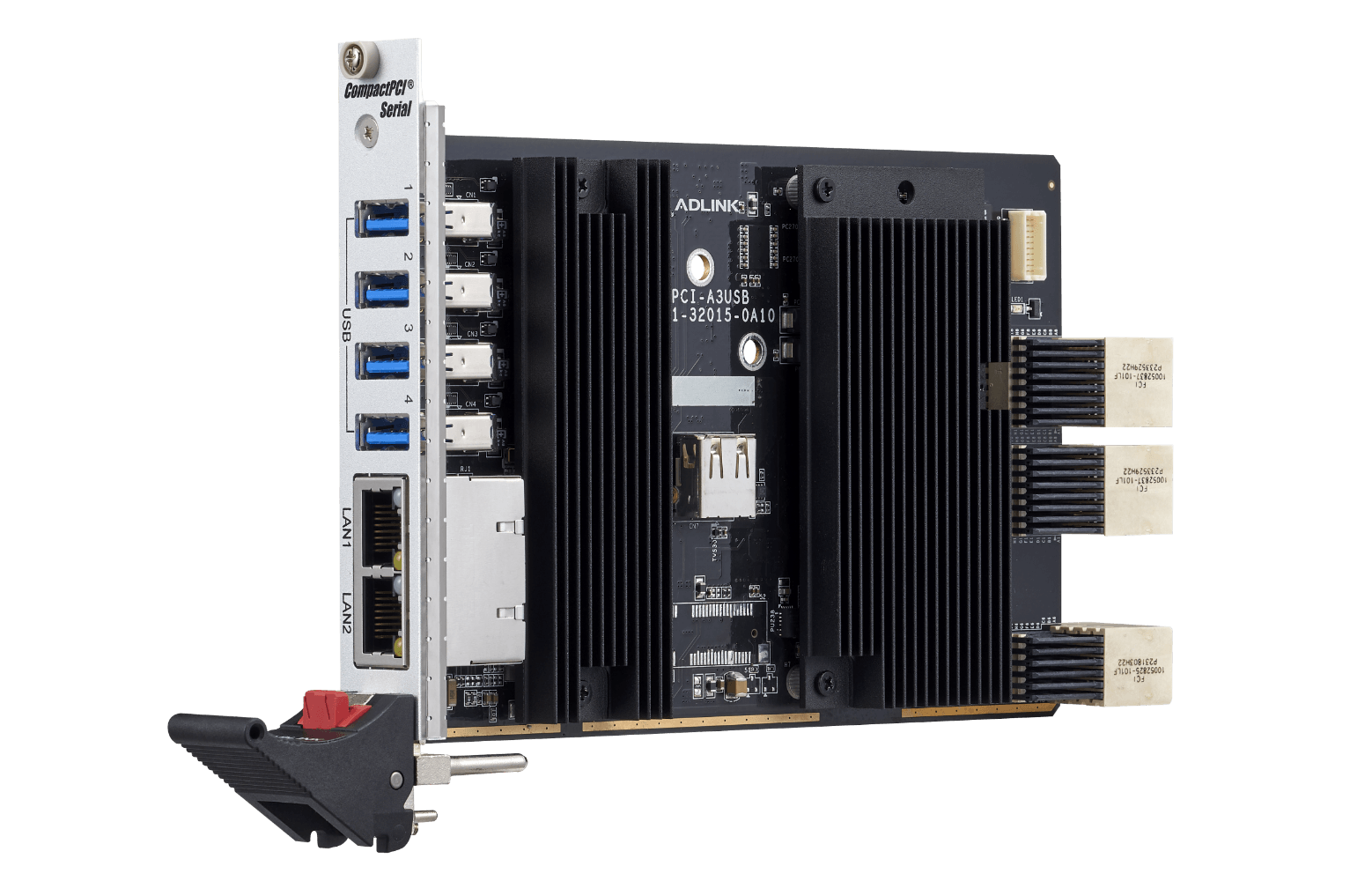 cPCI-A3USB: 3U CompactPCI S.0 4-Port USB 3.2/2-Port Ethernet Card